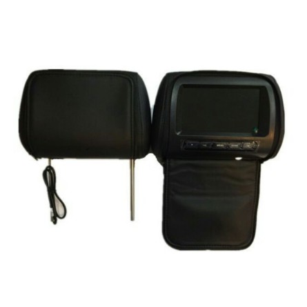 2 x 7" TFT LCD Monitor Headrest With Universal Mount Pillow Black Grey ...