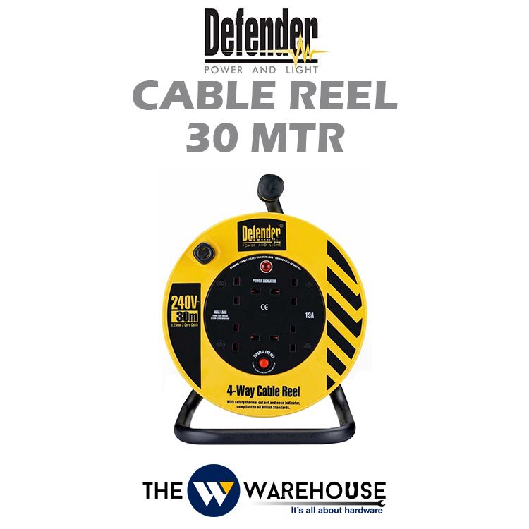 Defender Industrial Extension Wire Cable Reel 10 / 20 / 25 / 30 / 50 ...