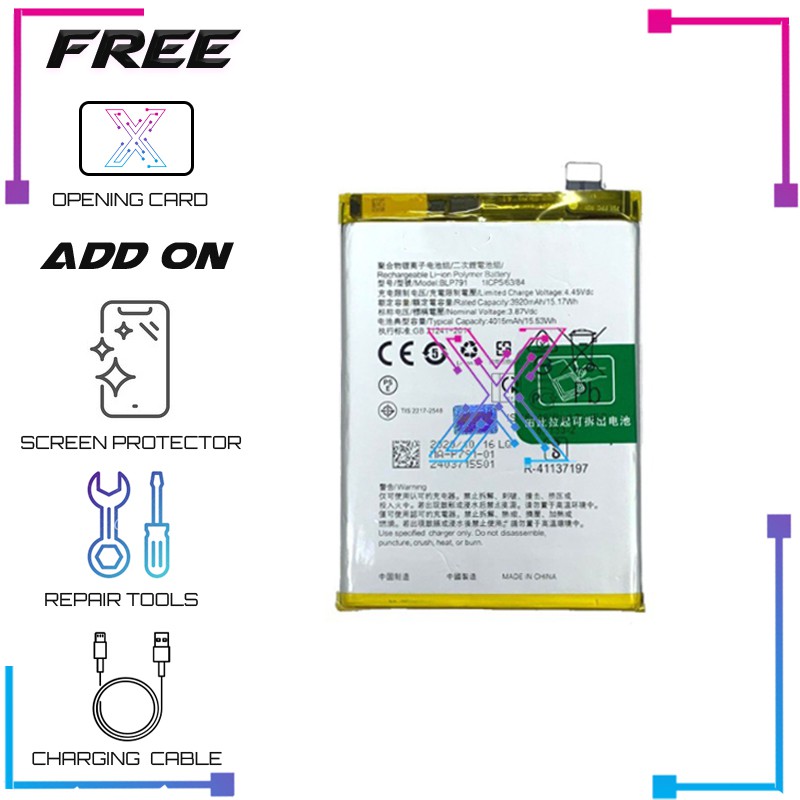 Battery BLP791 Compatible For Reno 4 CPH2113 / Oppo F17 (4015 mAh ...