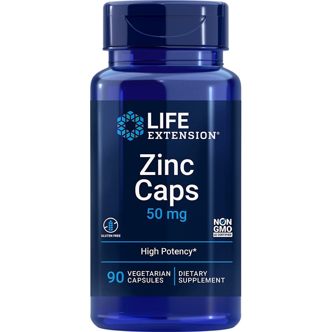 Life Extension Zinc Caps, zinc 50 mg, 90 Vegetarian Capsules zinc ...
