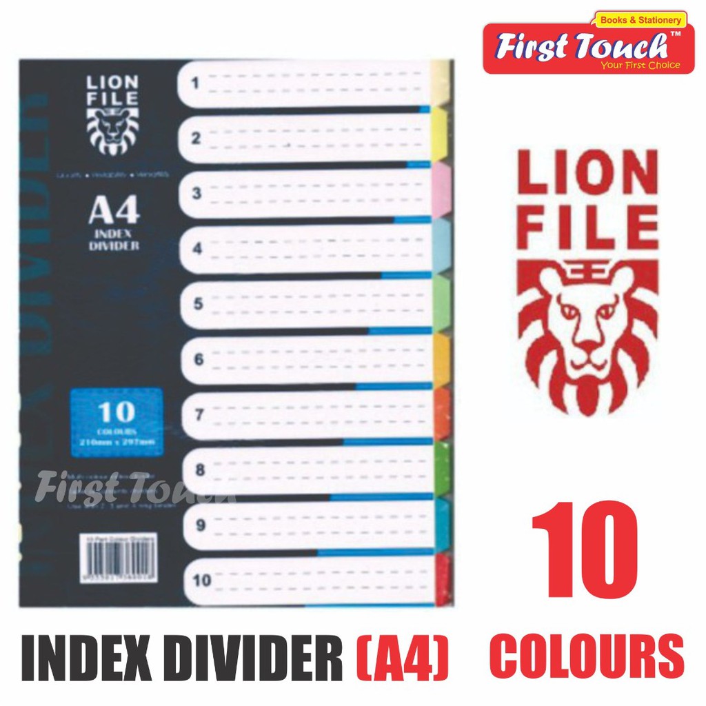 Lion A4 Index Divider 5 / 10 Colours (5set / pack) | Shopee Malaysia