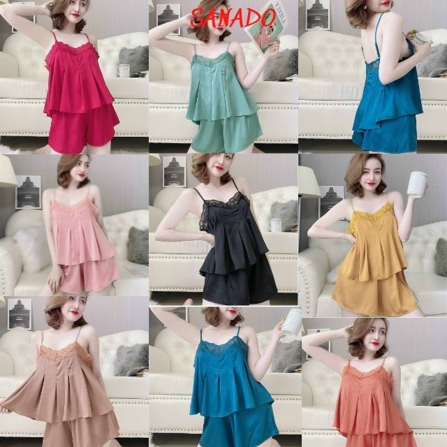 (BL07) Sexy and seductive high-end silk 2-piece pajama set - sanado | Shopee Malaysia