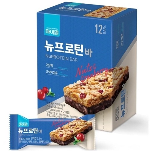 Daesang Wellife NuPROTEIN BAR 21g x 12개 (107 kcal protein 252g ...