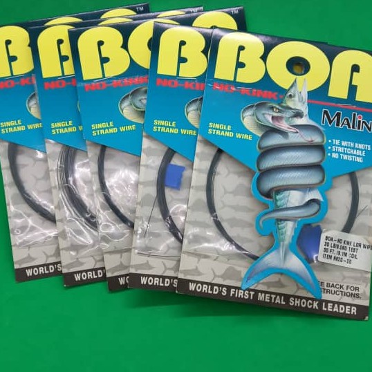 Malin Boa No KINK Titanium Wire Fishing Leader. Single Strand tenggiri ...