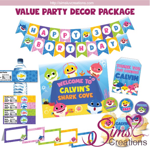 Pink Fong Baby Shark Party Printables Package / Birthday Decoration Kit ...