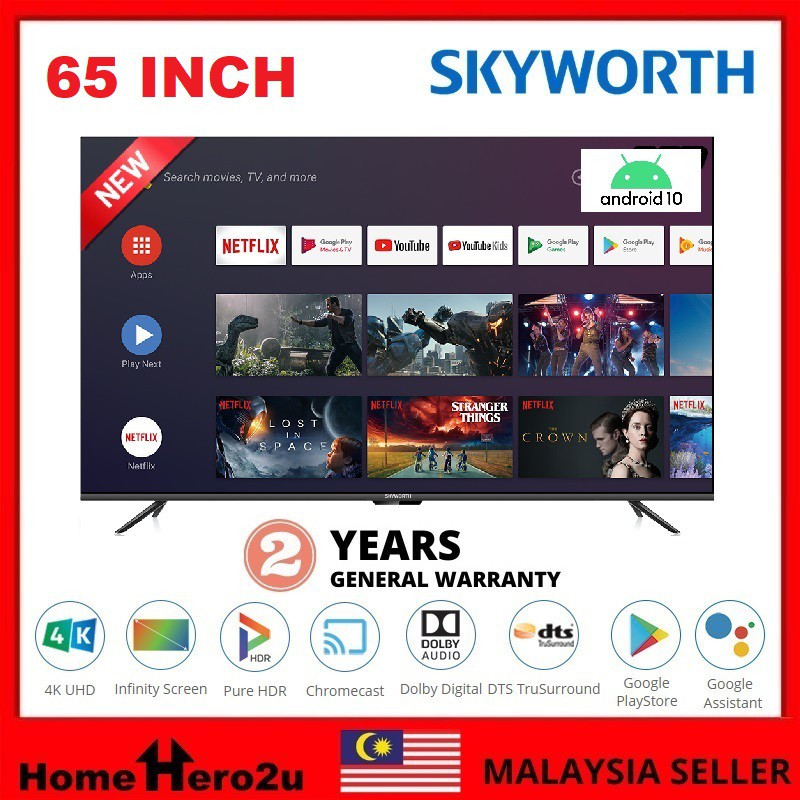 Skyworth 65SUC7500 65 Inch 4K UHD Ultra HD Android Chromecast LED TV Television 65SUE7600 65Q3C ...
