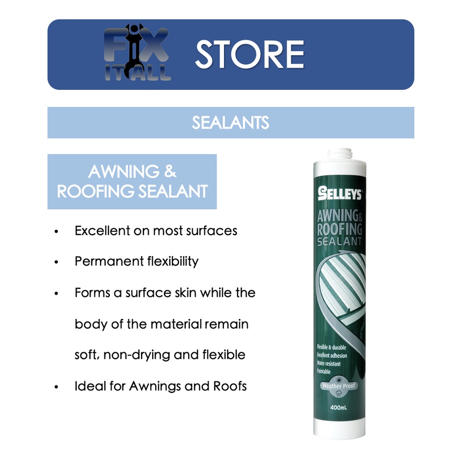 Selleys Awning & Roofing Sealant Silicone Roof Gutter Caulk Water ...