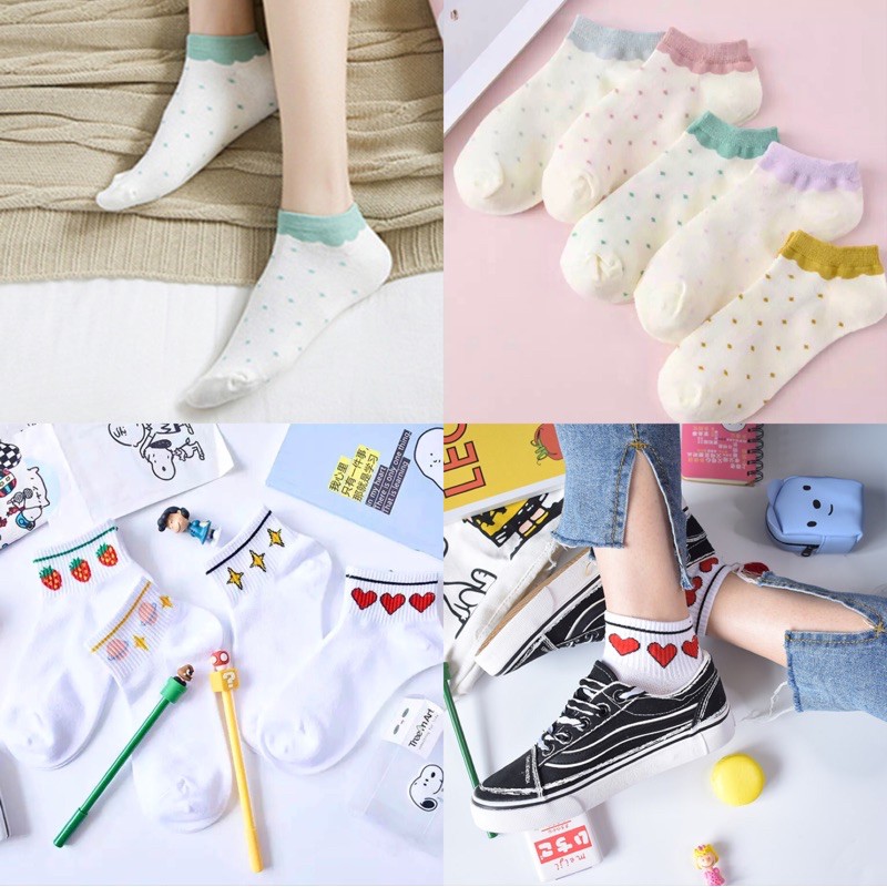 [Ready Stock 🇲🇾] Korean Cartoon Colorful Ankle Socks Breathable Cotton ...