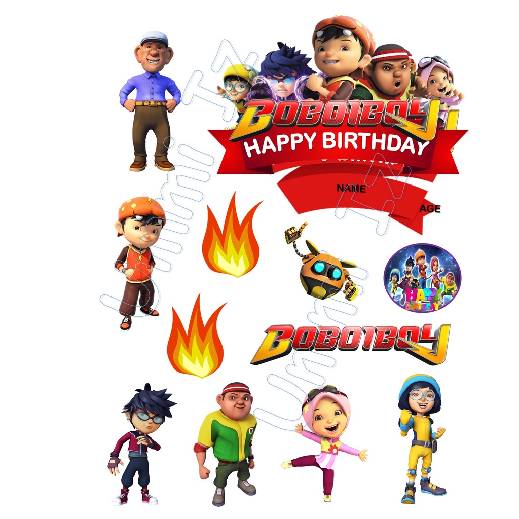 Happy Birthday Topper Cake Cartoon Boboboy (CUSTOM NAME) | Shopee Malaysia