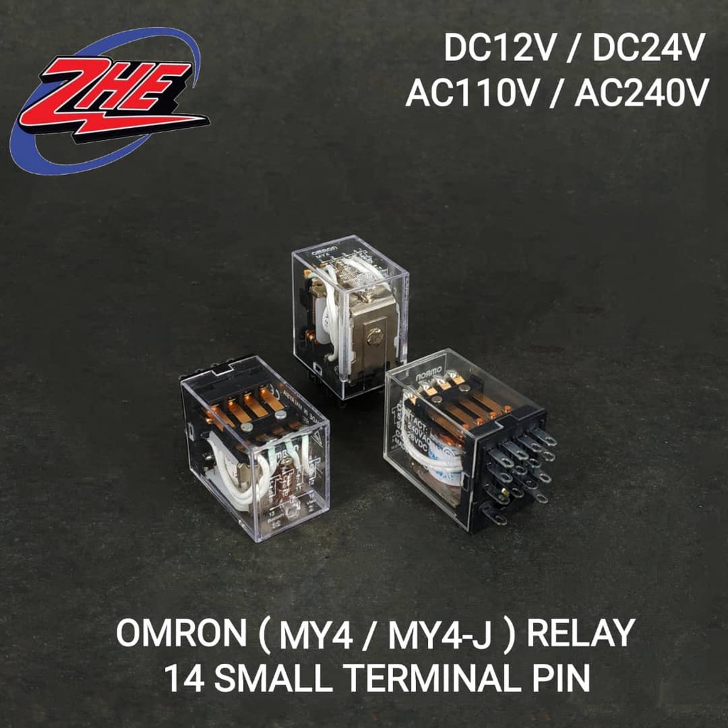 OMRON MY4 MY4-J 14PIN DC12V / DC24V / AC110V / AC240V POWER RELAY ( NO LIGHTED INDICATOR ...