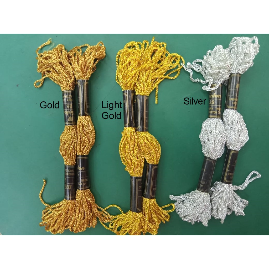 Minlon Cross Stitch Embroidery Thread / Benang Sulam / Gold , Light ...