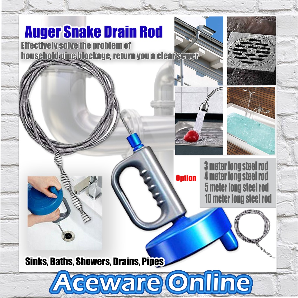 Drain Unblocker Flexible Rod Auger Snake Rod Drain Unclogged Pipe Sink ...