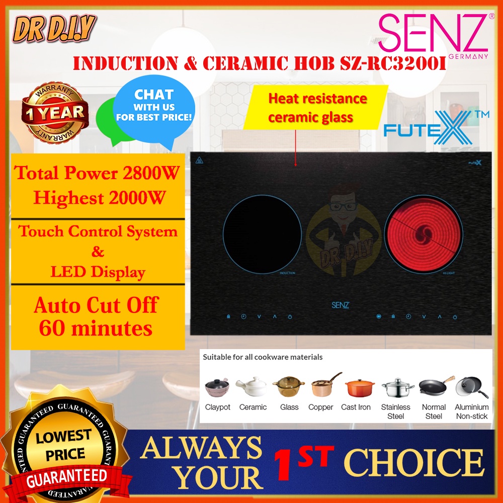 [9.9 SALES] SENZ MULTICOOKER INDUCTION & CERAMIC COOKER HOB 2 IN 1 ...