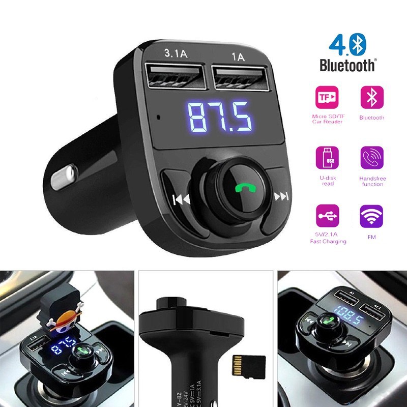 3.1A Multifunction Wireless Car FM MP3 Player Dual USB Fast Charging ...
