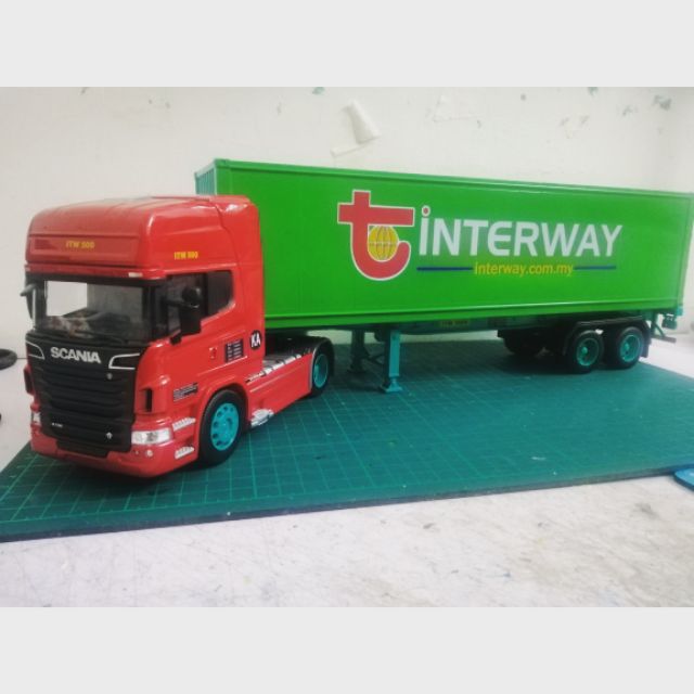 Welly 1:32 Scania Interway Container Truck Trailer Custom Diecast Alloy ...