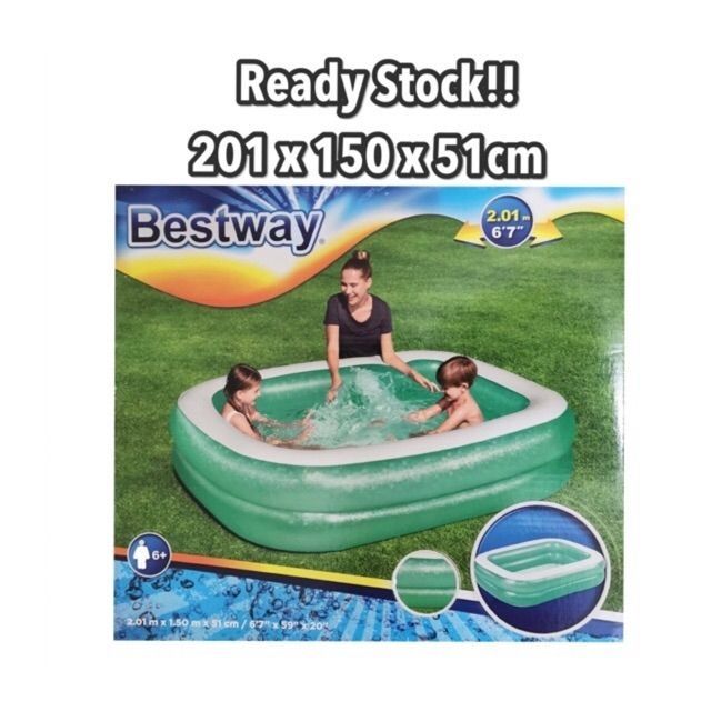 Ready Stock Bestway Family Pool - Green Color (201 x 150 x 51 cm) | Shopee Malaysia
