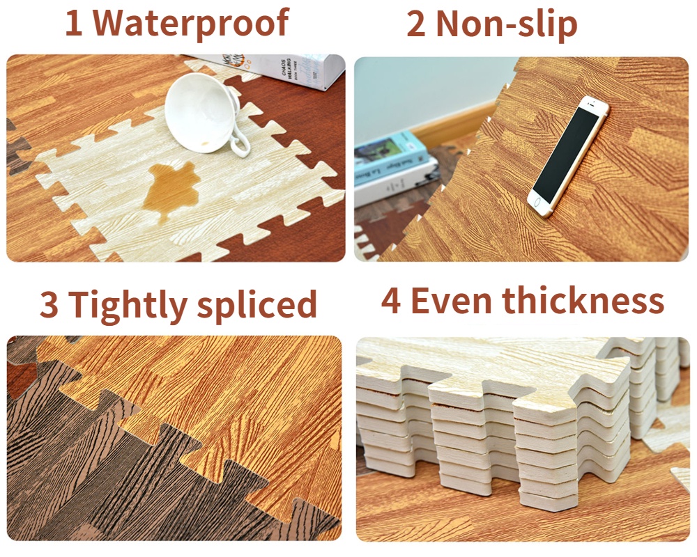 free Edge Floormat Wood Grain Foam Floor Mat Thickened Design ...