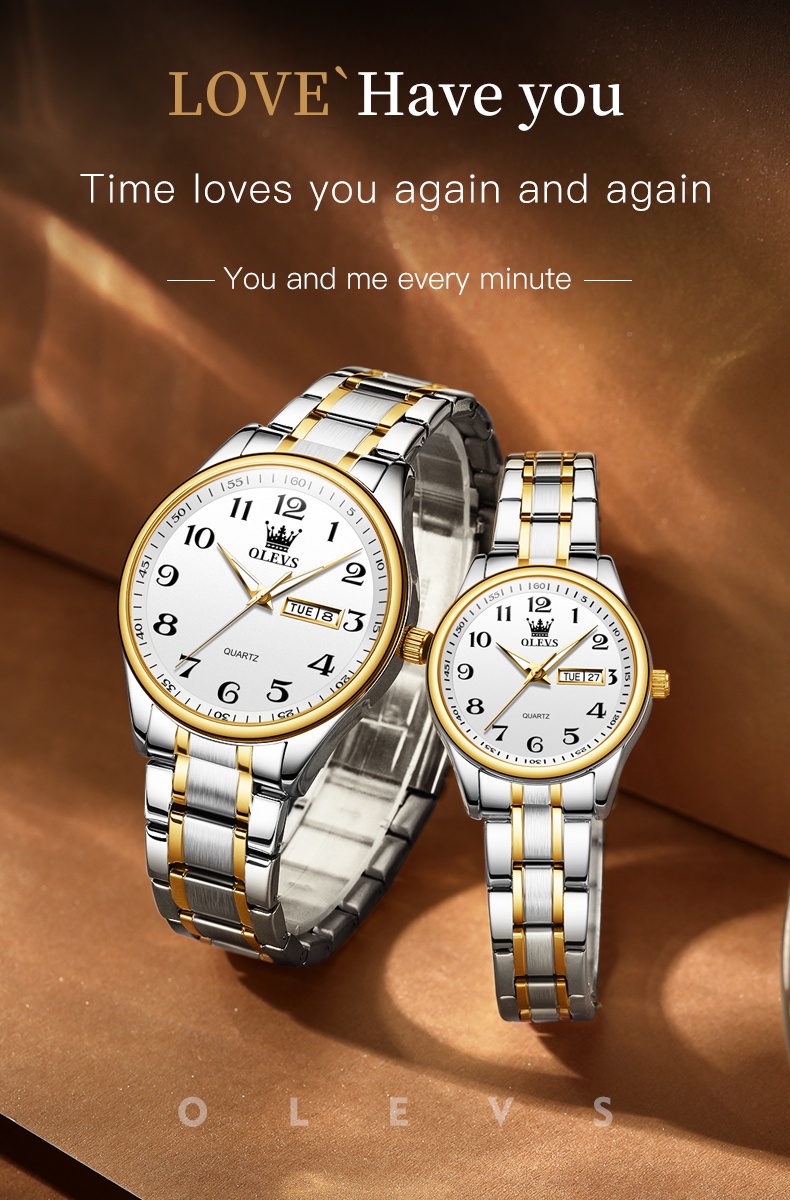 OLEVS Jam Tangan Original Waterproof Stainless Steel Quartz Luminous ...