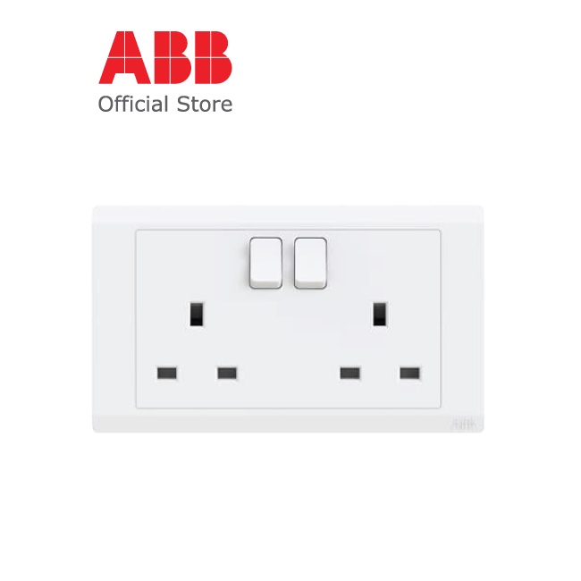 ABB INORA 2 Gang 13A Switched Socket SP | White | BL227 | Shopee Malaysia