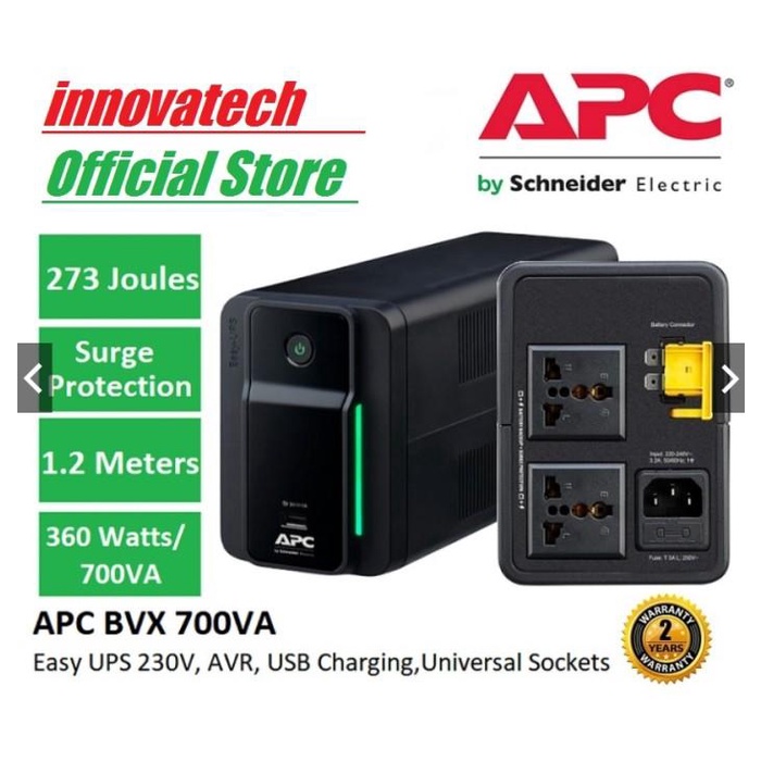 Apc BVX700LUI-MS BVX700LUIMS BVX700 EASY UPS 700VA 360Watt USB | Shopee ...