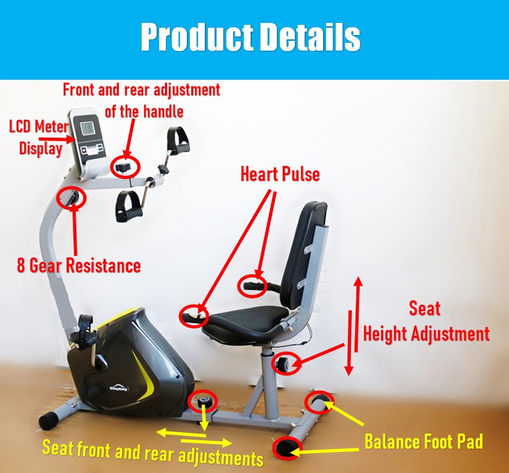 Home Magnetic Control Indoor Exercise Bike Training Elderly Recumbent ...