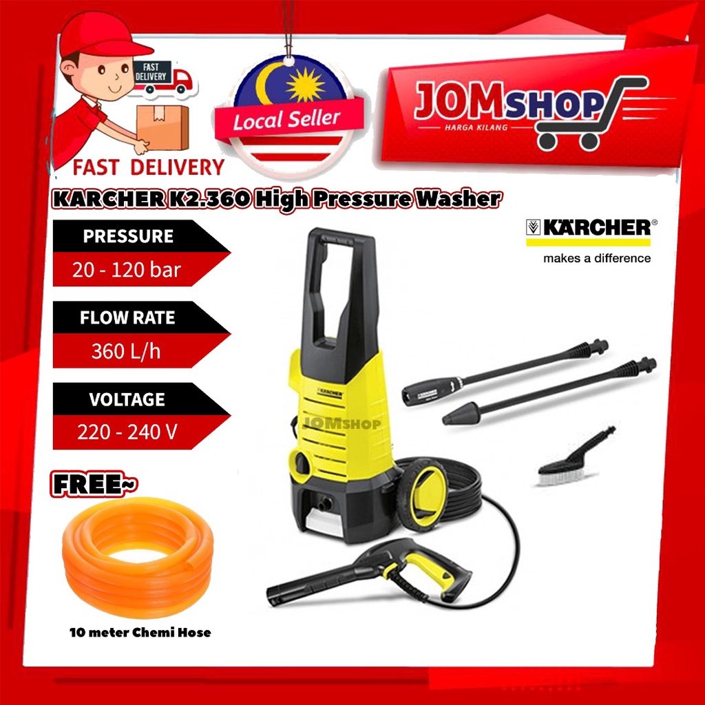 KARCHER K2.360 HIGH PRESSURE CLEANER 1400W | 120BAR | 5.6L/MIN | 6M HOSE [ K2360 ] | Shopee Malaysia