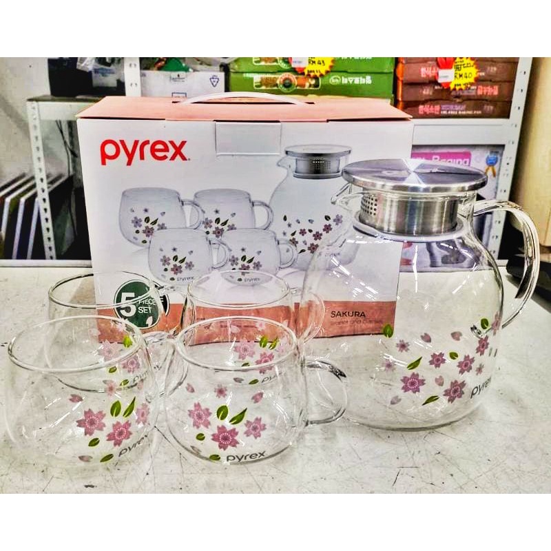 TEA POT SETS/TEA POT GLASS/GLASS CUP/PYREX COUNTRY ROSE | Shopee Malaysia