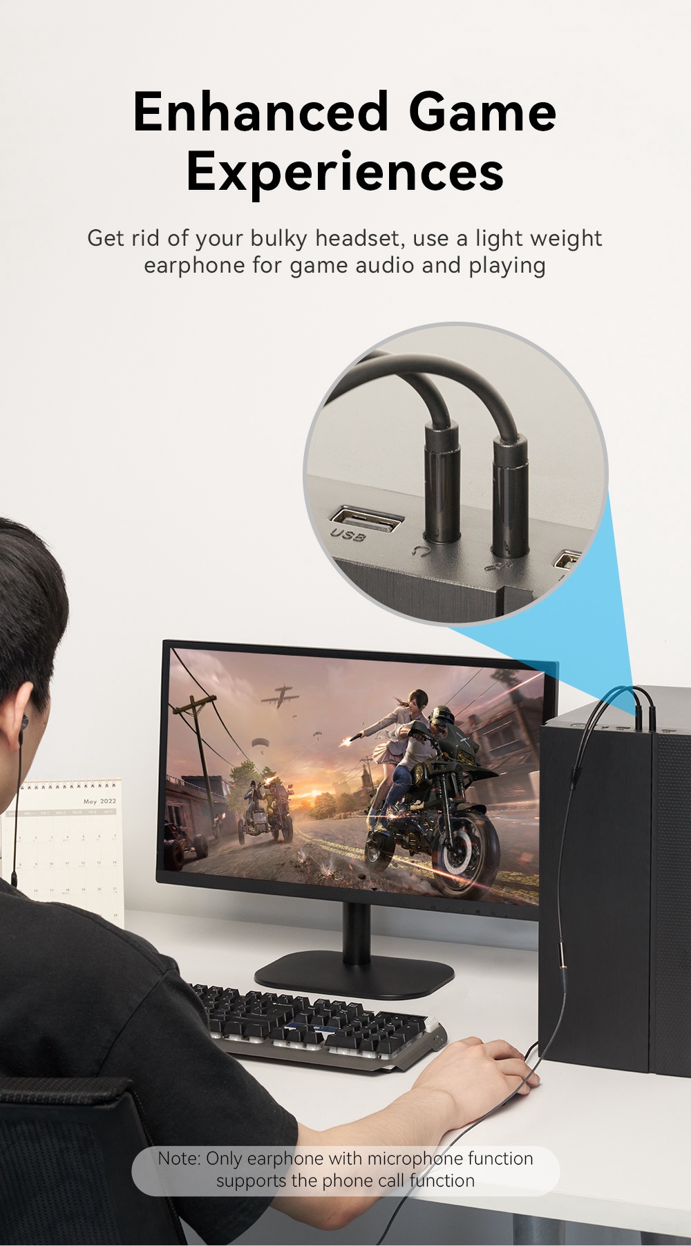 Vention Audio Cable 2 TRS 3.5mm Male to Female Audio Cable Phone Call ...