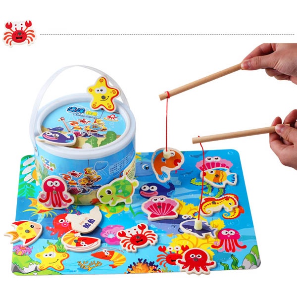 86-piece magnetic wooden fishing toy box and letter and number learning ...