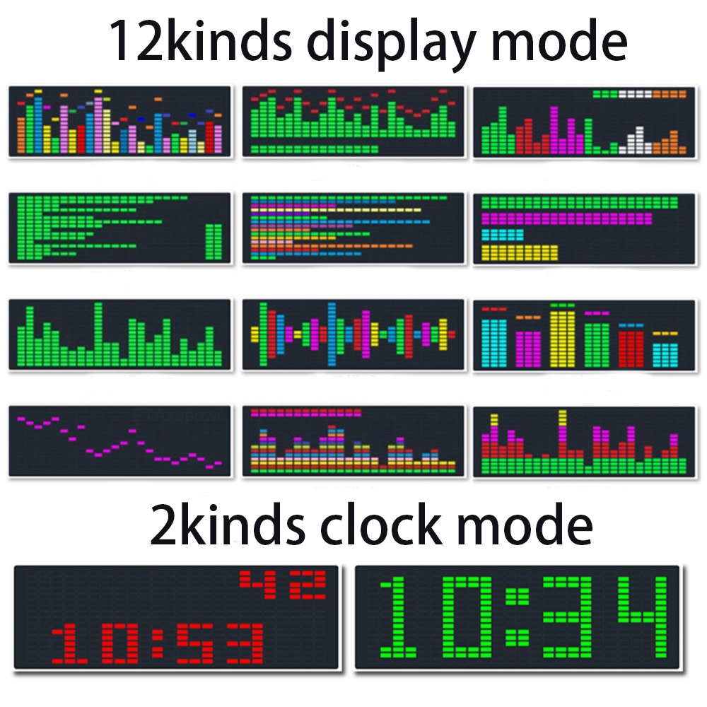 Multifunctional LED Music Spectrum Rhythm Lights Voice Sensor 1624 RGB ...