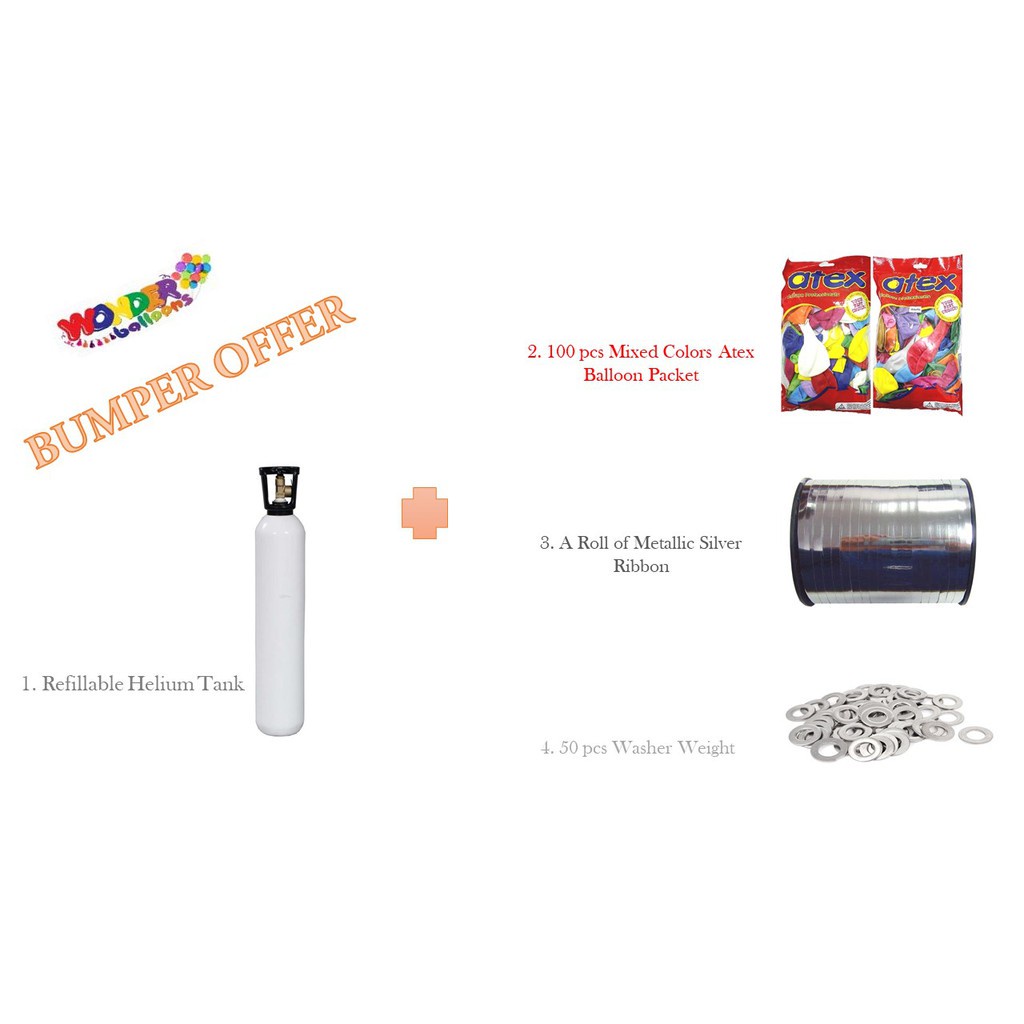BUMPER OFFER Refillable Helium Tank Super Set (1 Tank + 100pc B + 1R ...