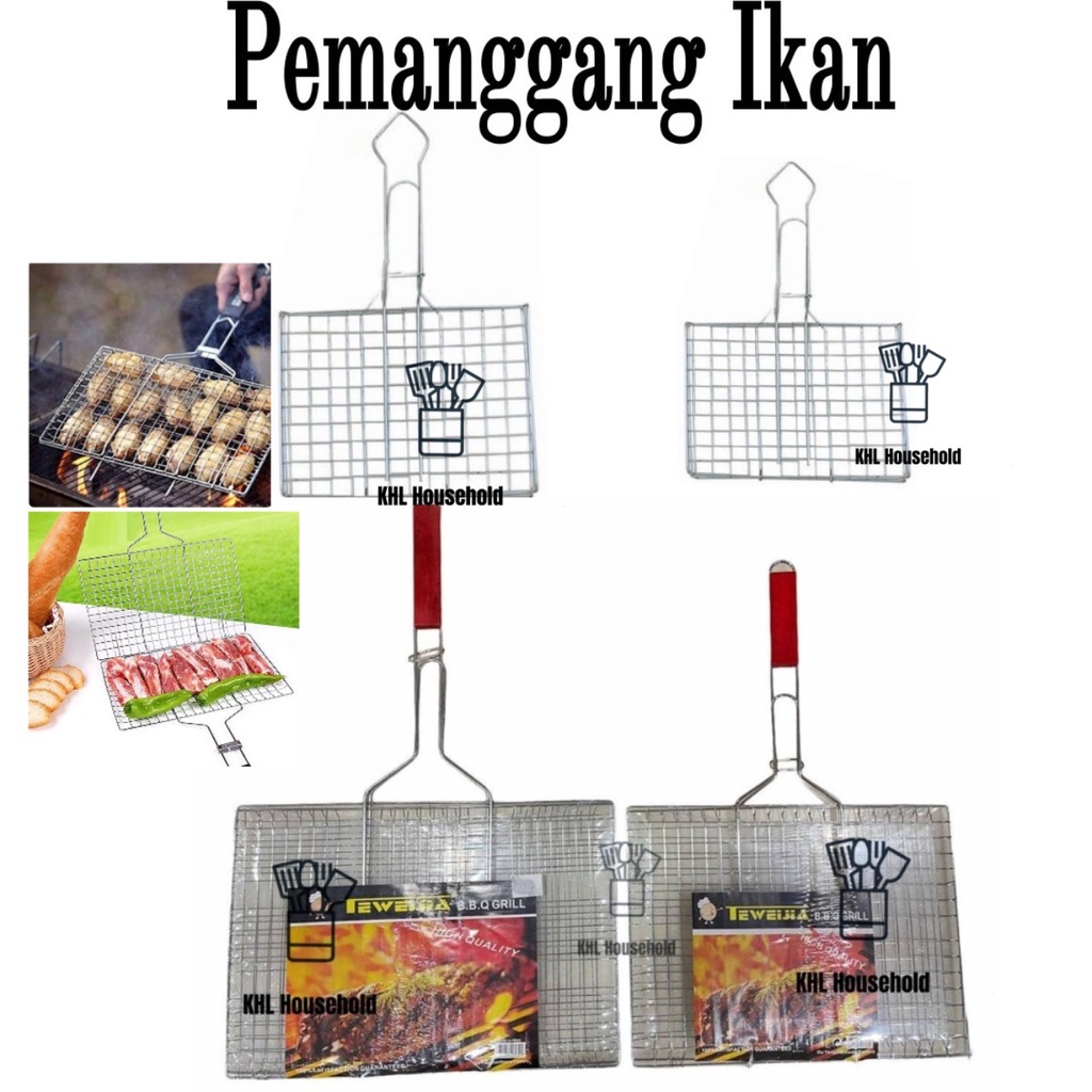 BBQ Barbecue Grill Rail Holded/ Barbeku Kapit /Dawai Pembakar Ikan ...