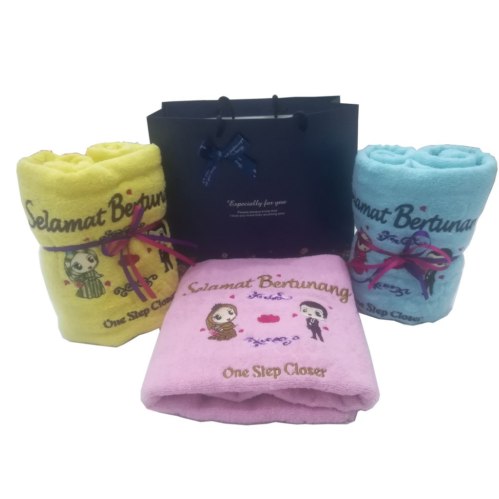 TUALA MANDI COTTON SELAMAT BERTUNANG & PAPPER BEG (BOLEH BUBUH NAMA ...