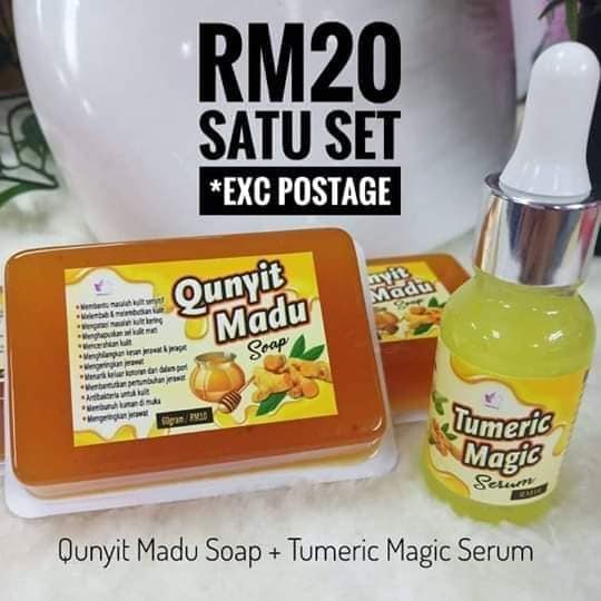 🔥Set Skincare Kunyit Qunyit Madu Soap + Tumeric Magic Serum Susuk Manja ...