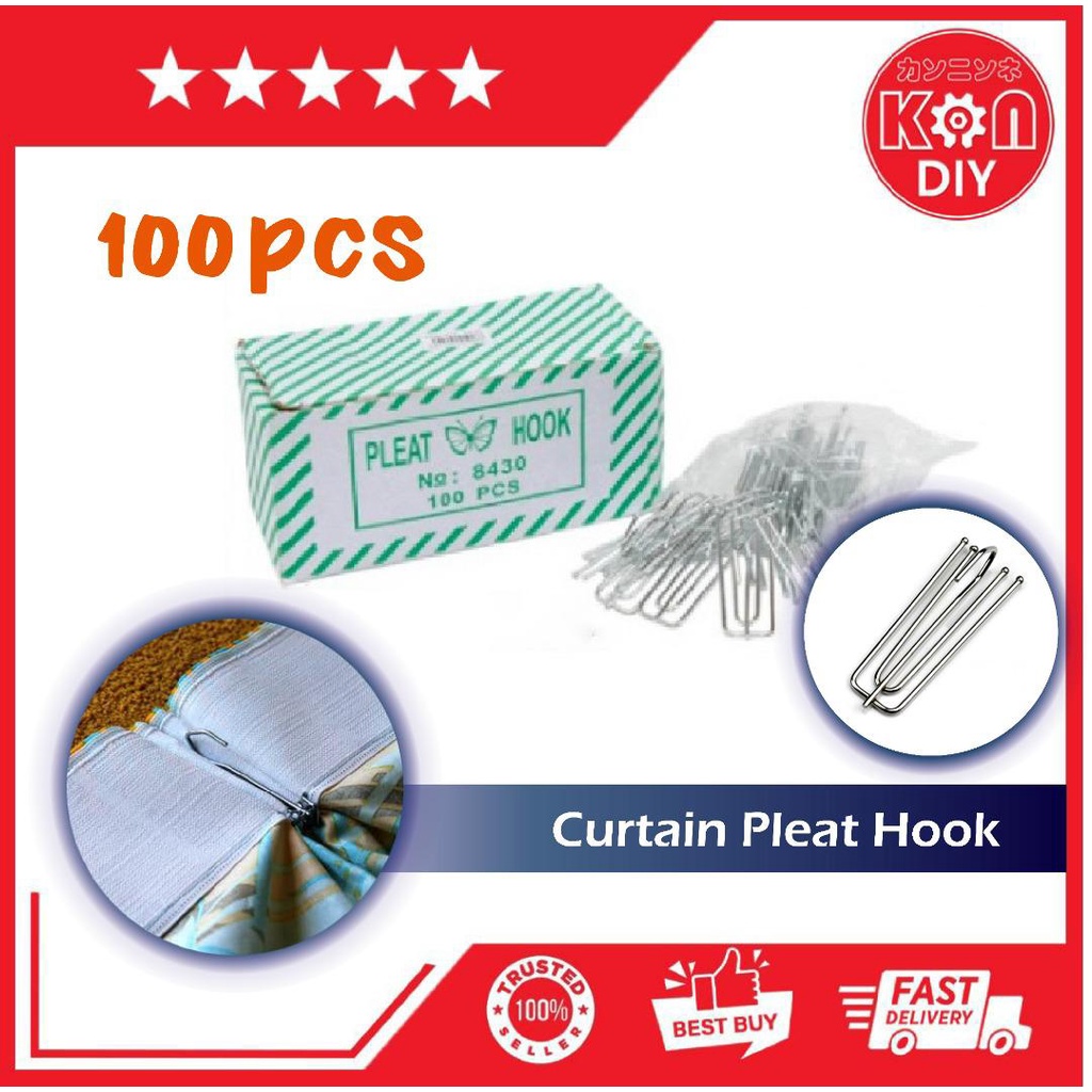 New Arriveal (100Pcs) 8430# Curtain Pleat Hook Cangkuk Langsir METAL ...