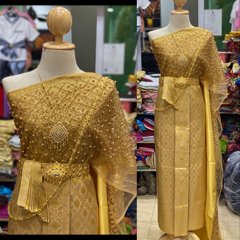 Pearl Embroidered Glitter Sabai Set (Face Of Nang Chai Phat + Muk ...