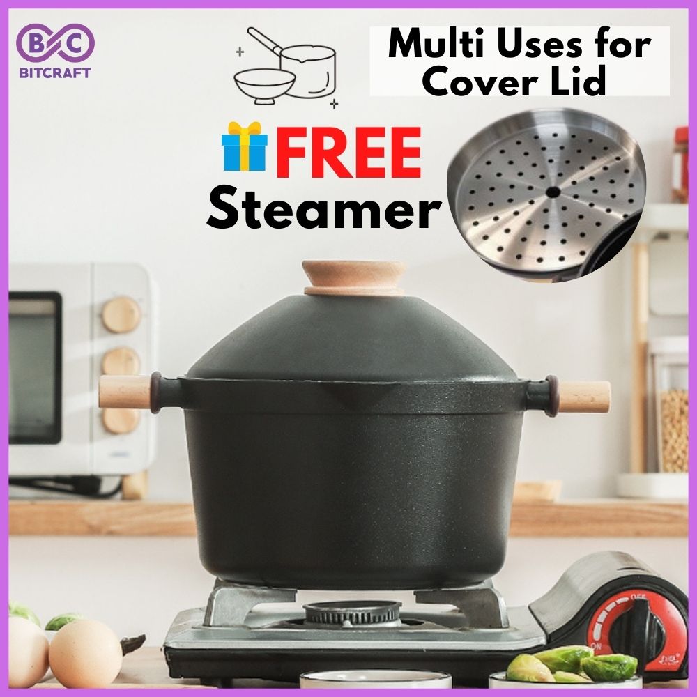 Taste Plus Motoki Non Stick Stock Pot 22cm 4.1L Steamer Pot SWISS ILAG ...