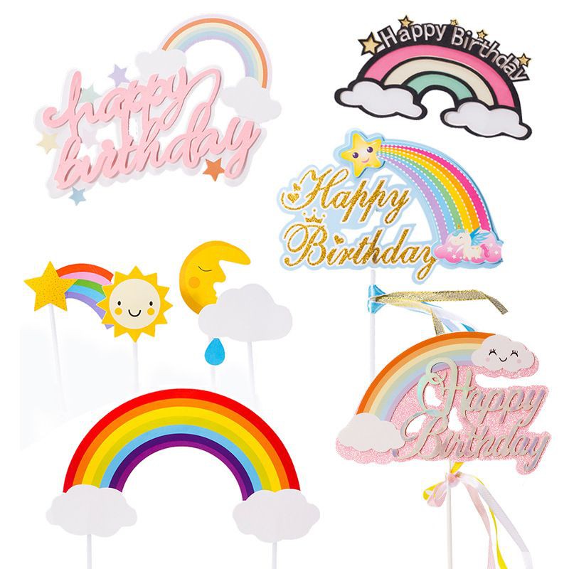 Rainbow Cards Cake Topper Decorations | Shopee Malaysia