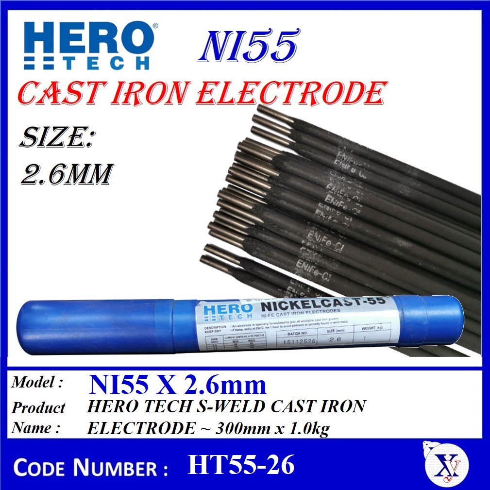 HT55 - [0.3KG] [1KG] HERO TECH NI55 S-WELD CAST IRON ELECTRODE 2.6MM, 3 ...