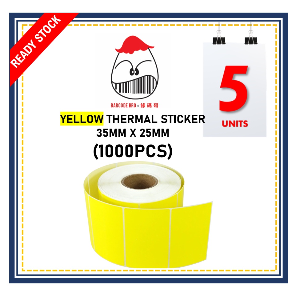 Yellow Barcode Sticker Thermal Price Label Product Label Sticker Paper ...