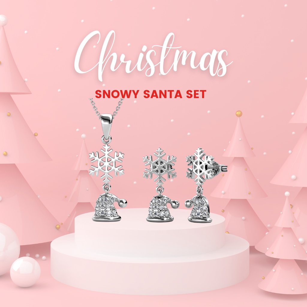[CHRISTMAS SET] Snowy Santa Set embellished with Crystals from Austria ...