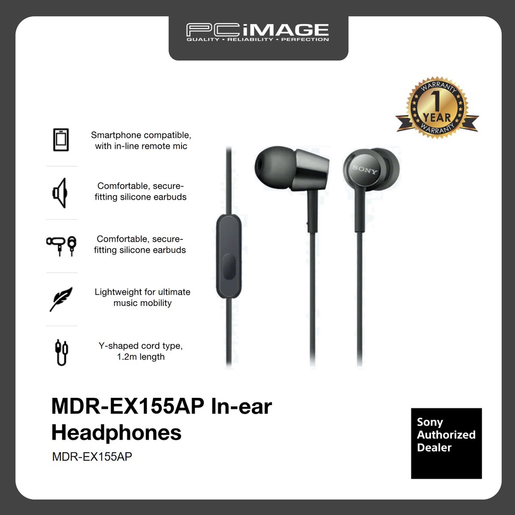 Sony MDR-EX155AP MDREX155AP EX155AP In-Ear Earphone Headphone with ...