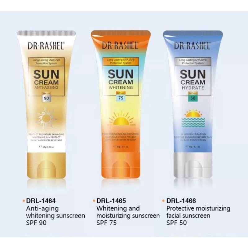 Dr Rashel Sun Cream Sunscreen Anti-Ageing Hydrate Whitening SPF90 SPF75 SPF50 60g | Shopee Malaysia