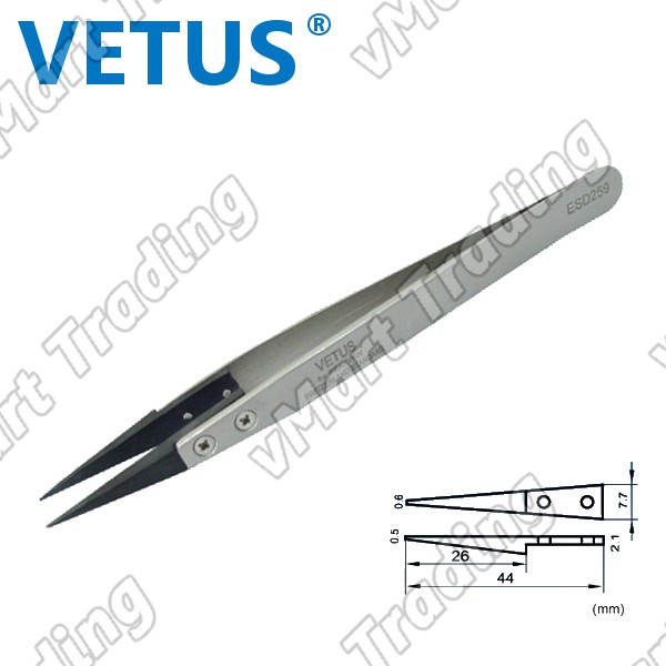 VETUS ESD-259 ESD-safe Exchangeable Tip Precision Tweezer | Shopee Malaysia