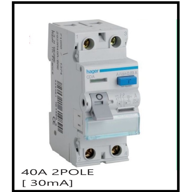 (ORIGINAL) Hager 2Pole RCCB ELCB CE263B 40A/63A 300mA 100mA 30mA 2 POLE RCCB ELCB | Shopee Malaysia