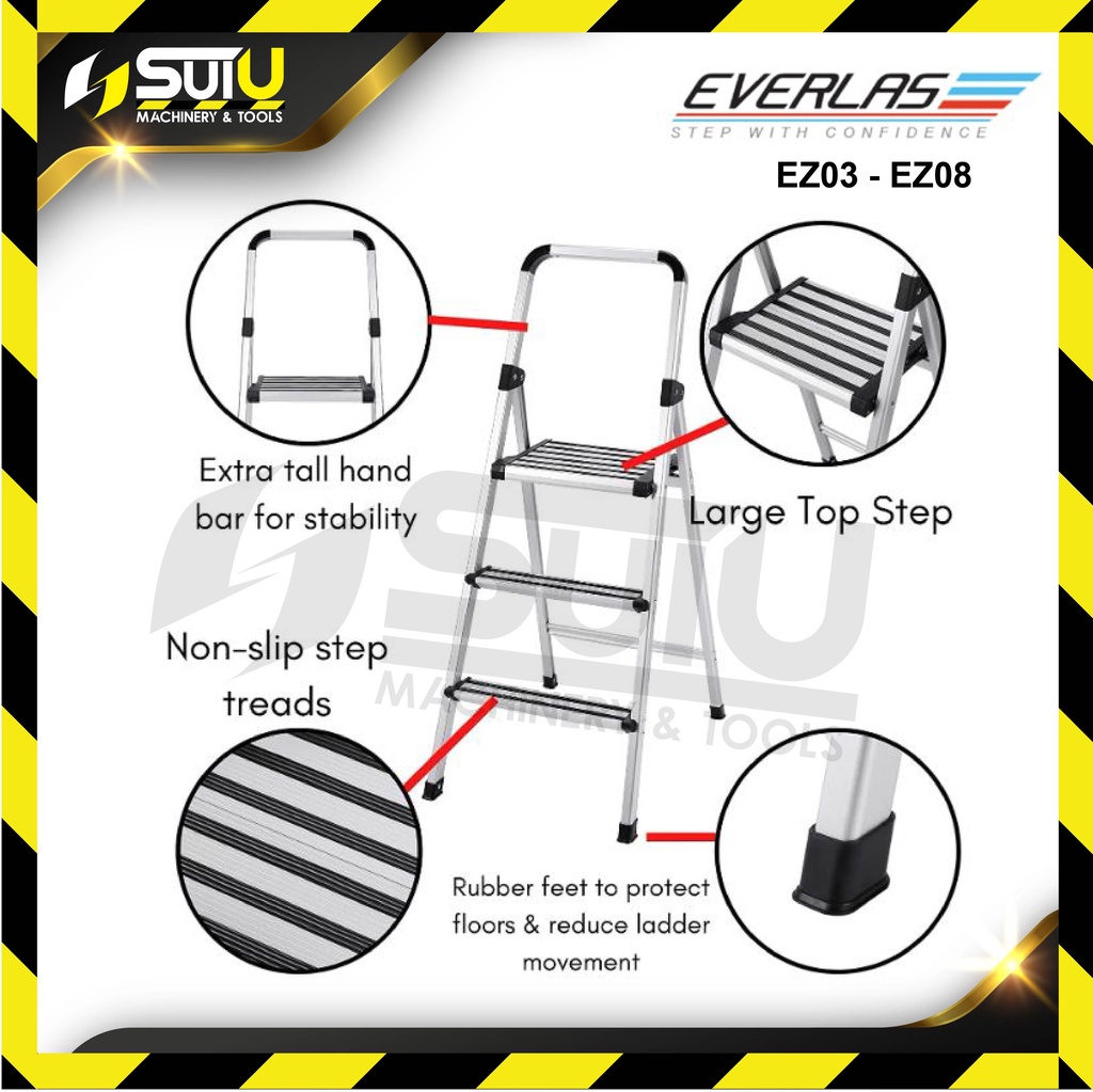 【SUI U】EVERLAS EZ03 3 Steps 1100MM EZ-Series Aluminum Platform Ladder / Tangga | Shopee Malaysia