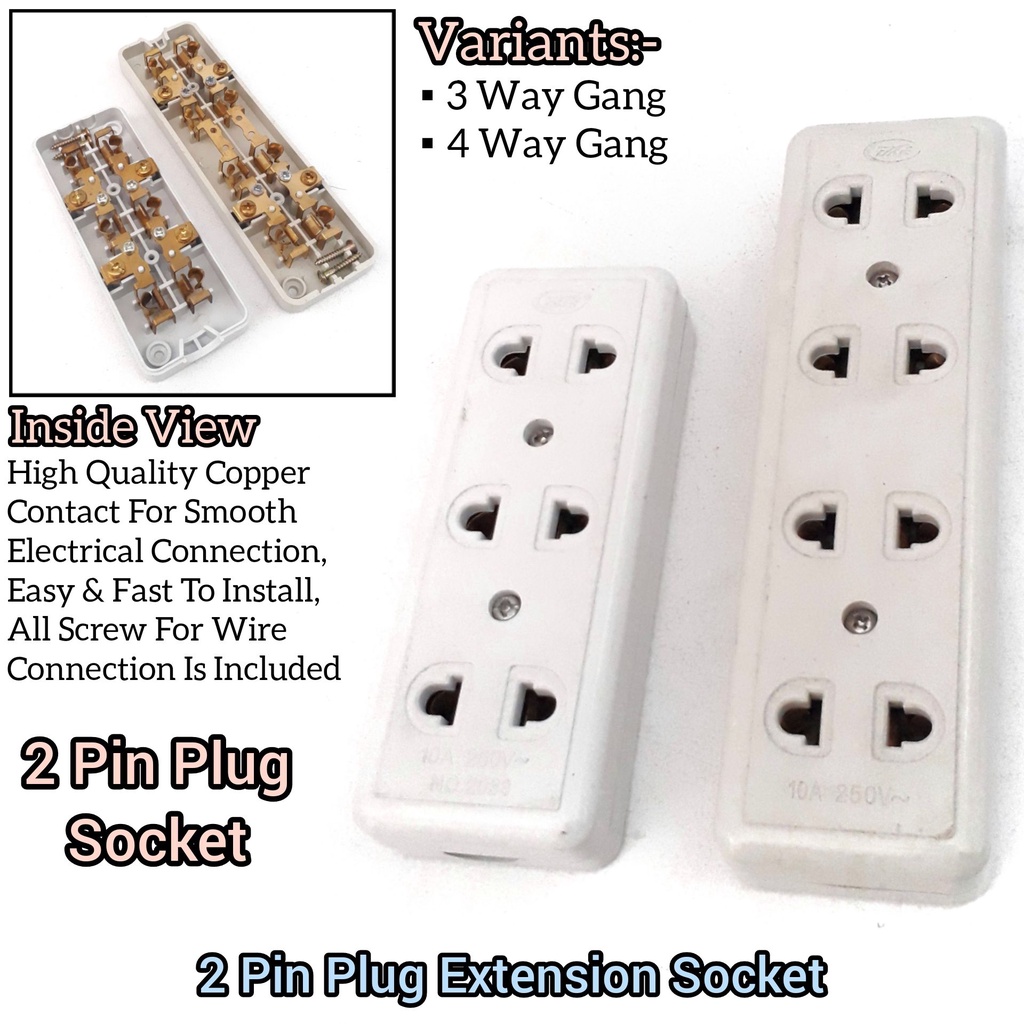 2 Pin Plug Socket Extension Without Wire For Electrical Appliance ...