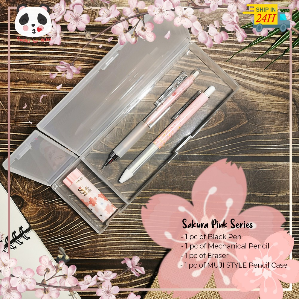 Sakura Pink Series Stationery Set/Sakura Black Pen/Sakura Mechanical ...