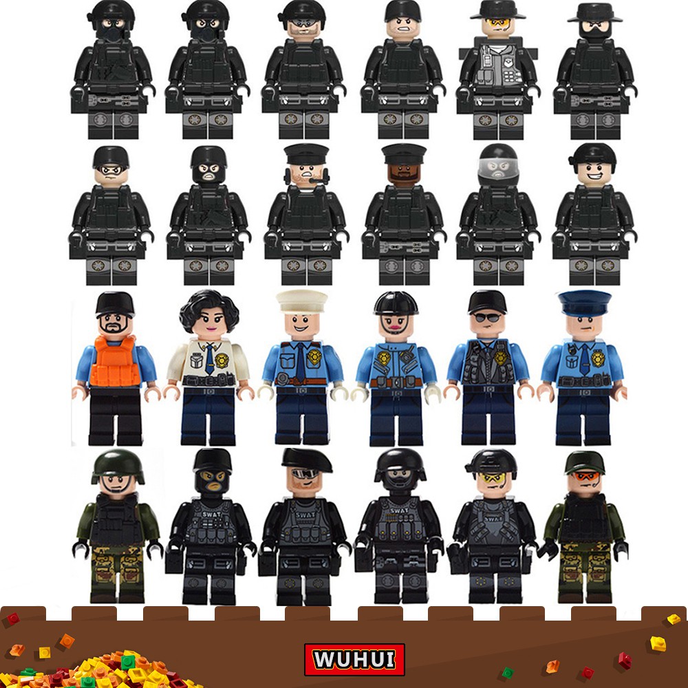 WUHUI 24PCS Lego SWAT Military Army WW2 Minifigures Toy Building Kit ...
