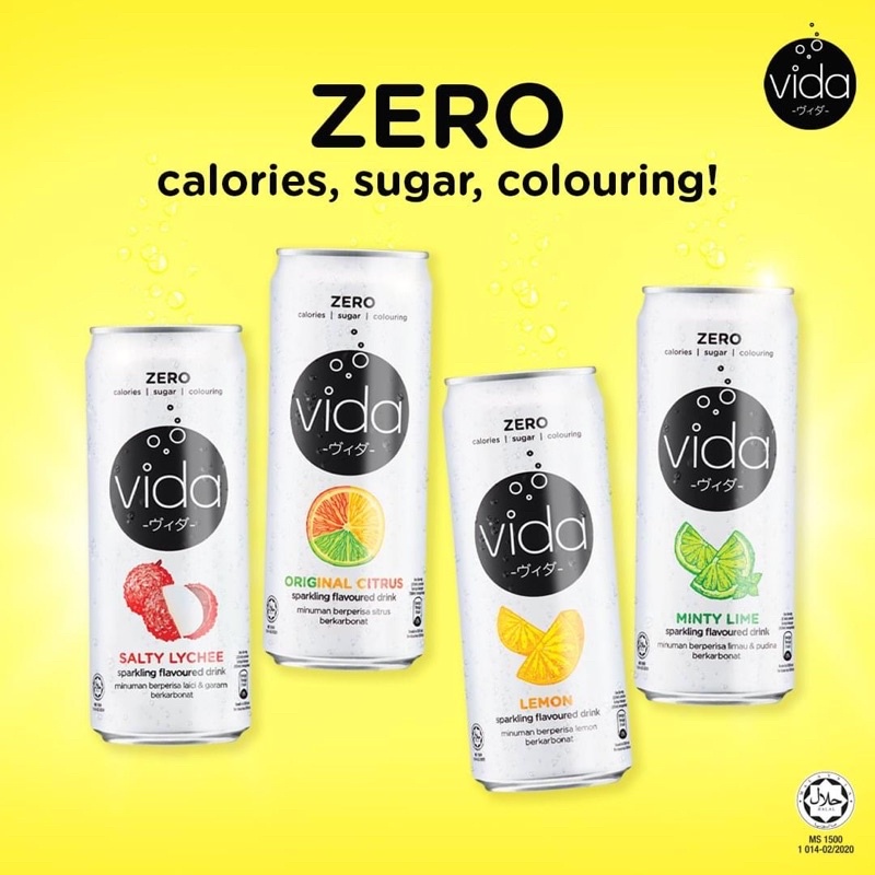 🔥Ready Stock🔥Vida Zero Sparkling 6Tins Salted Lychee/ Original Citrus ...